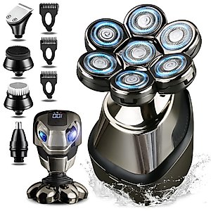 WeChip Head Shaver 7D 5-in-1 Head Shavers for Bald Men with Nose Hair Sideburns Trimmer, Floating Head Razors for Bald Men Waterproof Wet & Dry, LED Display, Cordless, Rechargeable