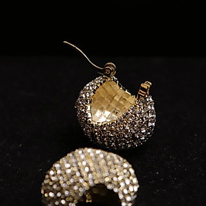 Sonateomber Chunky Gold Huggie Hoop Earrings for Women Sparkly Bling CZ Cubic Zirconia Rhinestone Statement Ball Teardrop Earrings Wedding Prom Jewelry Gift