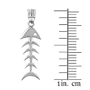 Polished 925 Sterling Silver Fishbone Fish Bones Skeleton Charm Pendant