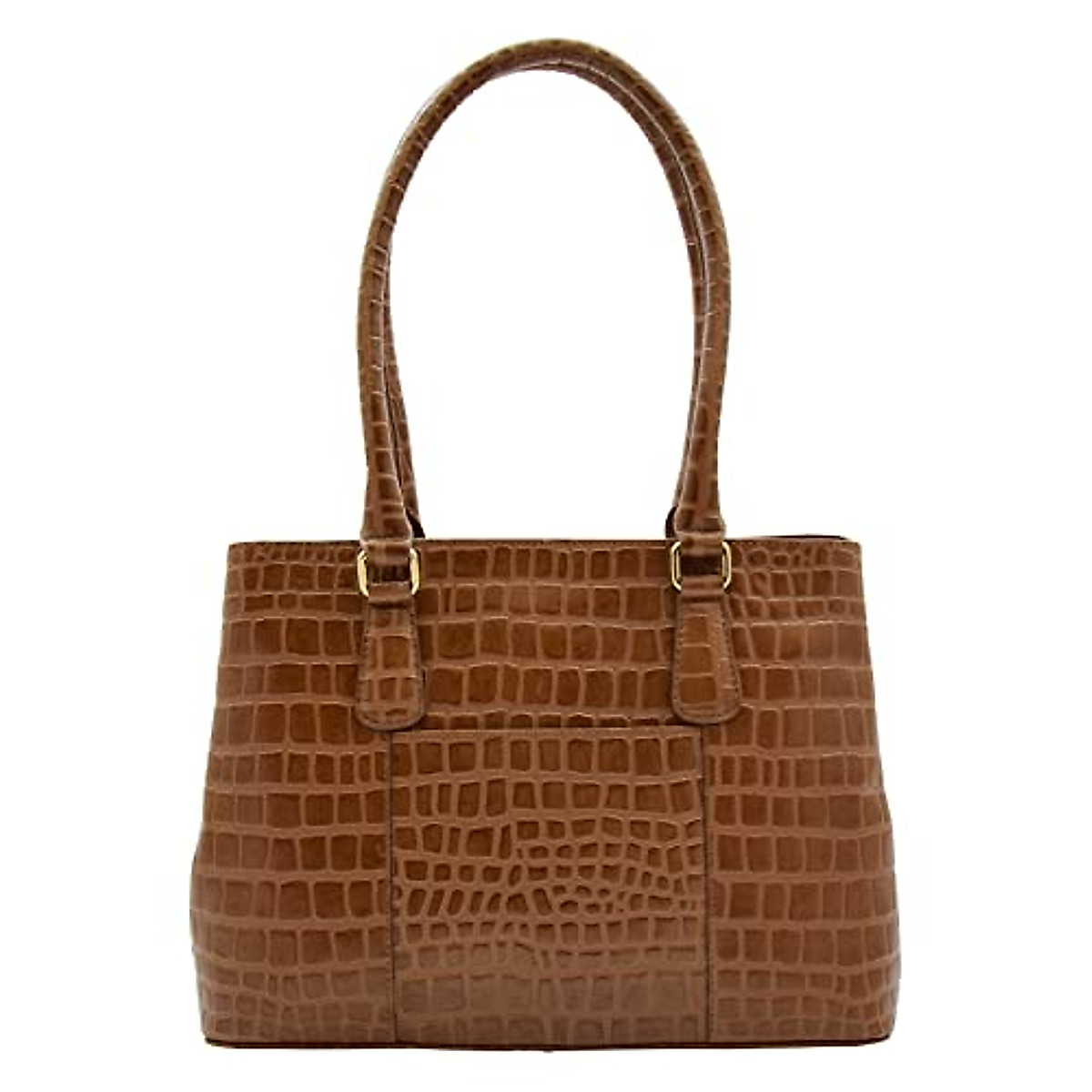 Womens Leather Shoulder Bag Croc Print Hobo Handbag Colours Black Bordo Green Tan Sylvia, Tan