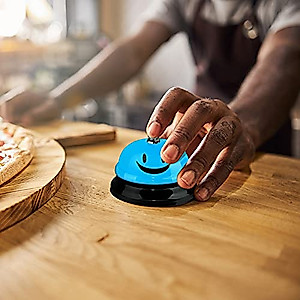 3 Pieces Desk Bell for Service, Smile Face Call Bell, Desk Bell 3 Inch Diameter, Call Bells with Metal Anti-Rust Construction,Front Desk Bell for Hotel, Restaurant, Office, Schools (Red, Yellow, Blue)