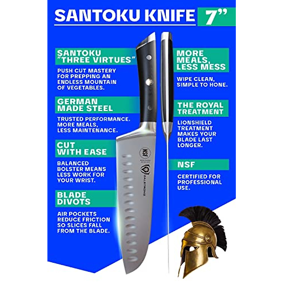 Dalstrong Santoku Knife - 7 inch - Gladiator Series ELITE - High Carbon German Steel - Sheath Included - Razor Sharp Kitchen Knife - Asian Vegetable Knife - NSF Certified