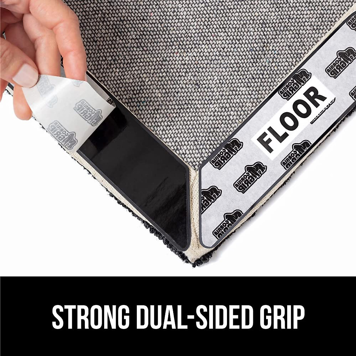 Gorilla Grip 8 Pack Rug Grippers, Corners and Sides, No Curl Corners or Side Bunch, Dual Sided Soft Flexible Pad Grips Floor Under Area Rugs Reusable Gripper Hold Carpet in Place Hardwood Floors Pads