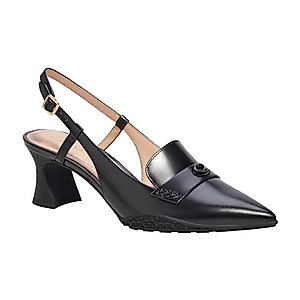 Coach Women's Nikola Leather Hybrid Slingback Pump, Black, 7