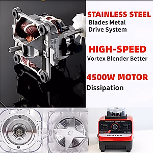 Generic Silver Crest Blender 4500W 2L Large Capacity Commercial With Mixer Grinder Heavy Duty Machine Portable Ice Smoothie Blenders, Medium, Red& Black, JWS-801PP