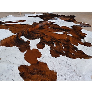 ecowhides 100% Genuine Brazilian Cowhide Rug - Tricolor - Luxury Cowskin Cow Hide Leather Area Rug Home Decor, (XXL) 8 X 7 ft
