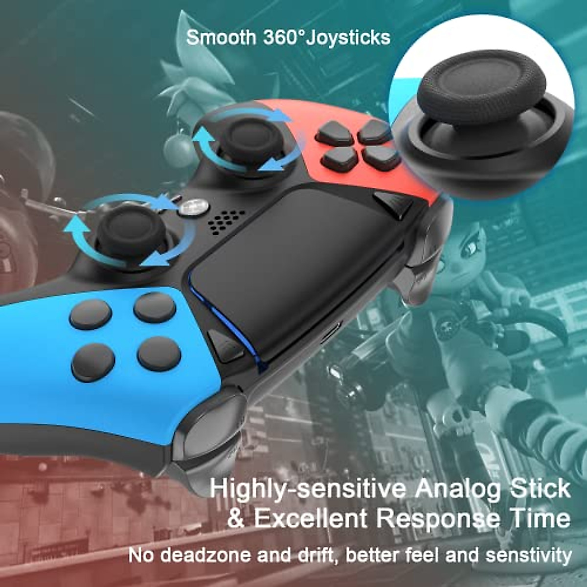 Wiv77 Wireless Controller Compatible with PS4 Controller,Ymir Works for Playstation 4 Controller Console, Scuf Controller with Bluetooth/Wireless Connection/Long Battery Life/Turbo/2 Paddles(Red Blue)