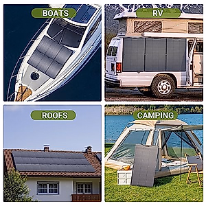 ALLPOWERS SF100 Flexible Solar Panel 100W 24V / 12V IP68 Monocrystalline Solar Modules Bendable Semi-Flexible Mono Solar Panel 100 Watt for RV Roof Boat Cabin Van Uneven Surfaces