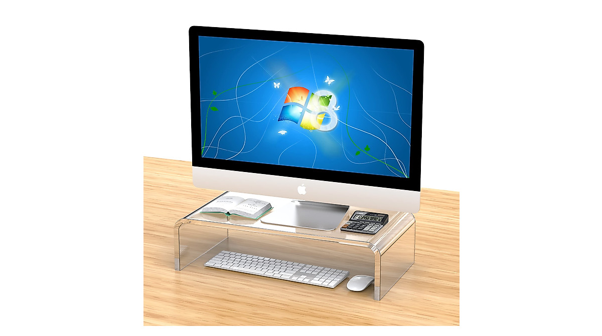 Beimu Clear Acrylic Monitor Stand - Ergonomic Riser & Desk Organizer