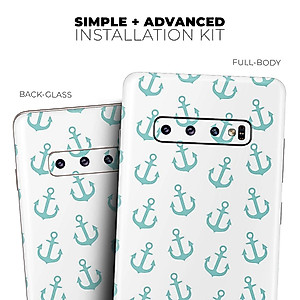 DesignSkinz Teal Micro Anchors Protective Vinyl Decal Wrap Skin Cover Compatible with The Samsung Galaxy S20 (Screen Trim & Back Glass Skin)