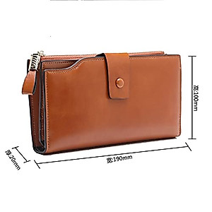 Fashion Long Women Leather Wallet Womens Wallets ForCell Phone Genuine Leather Purse Female Coin Purse Carteira Feminina Wine Red