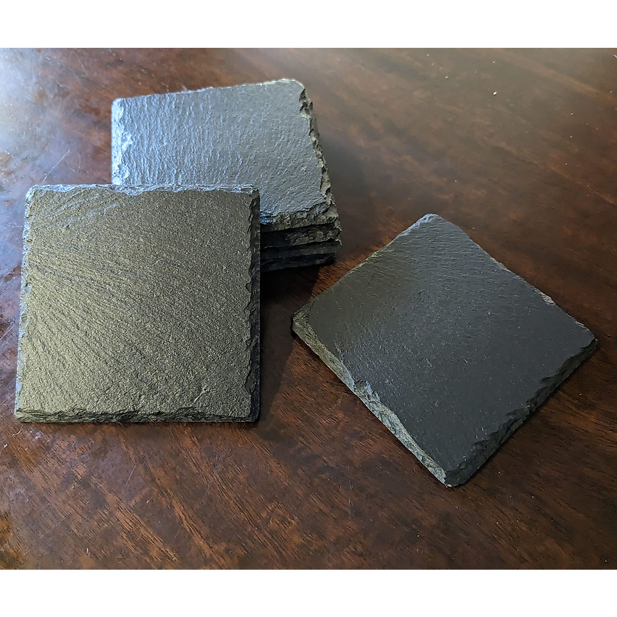 Premium Slate Coasters Set with Laser-Etched Porsche 911 Design | Stylish Drink Mats for Home & Car Enthusiasts - Square Slate - set of 6