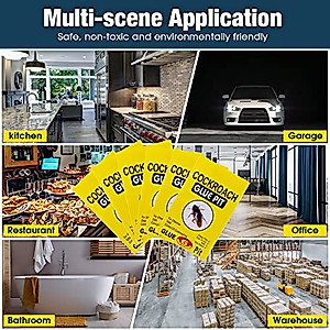 180 Count Cockroach Glue Traps Spider Scorpion Insect Trap Adhesive Long-Lasting Printing Design Sticky Traps Foldable, 8.6'' x 5.5'' (Yellow)