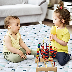 Premium Foam Baby Play Mat 71" X 59", Extra Large Activity Playmat for Babies and Toddlers, Baby Mat for Floor, Non Slip Cushioned Baby Play Mats for Floor, Kids Play Mat for Playpen Easy Clean, Whale