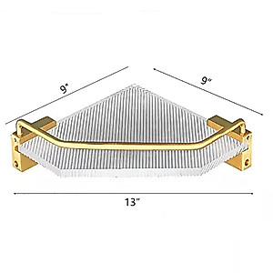 HSXJJ Acrylic Corner Shelf,Acrylic Shelves for Bathroom Shower Corner Shelf with Rail Drill Adhesive Dual Purpose Wall Mount Bathroom Rack…