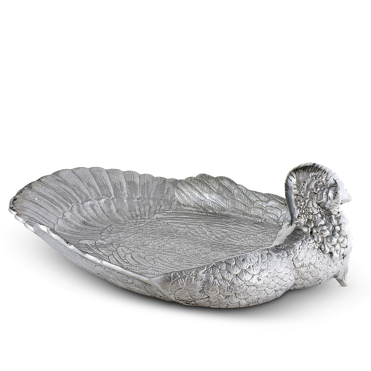 Arthur Court Designs Aluminum Metal Thanksgiving Turkey Large Heavy Serving Tray/Platter - Full Turkey Tray - Holiday Platter 24 inch x 18 inch x 7.5 inch