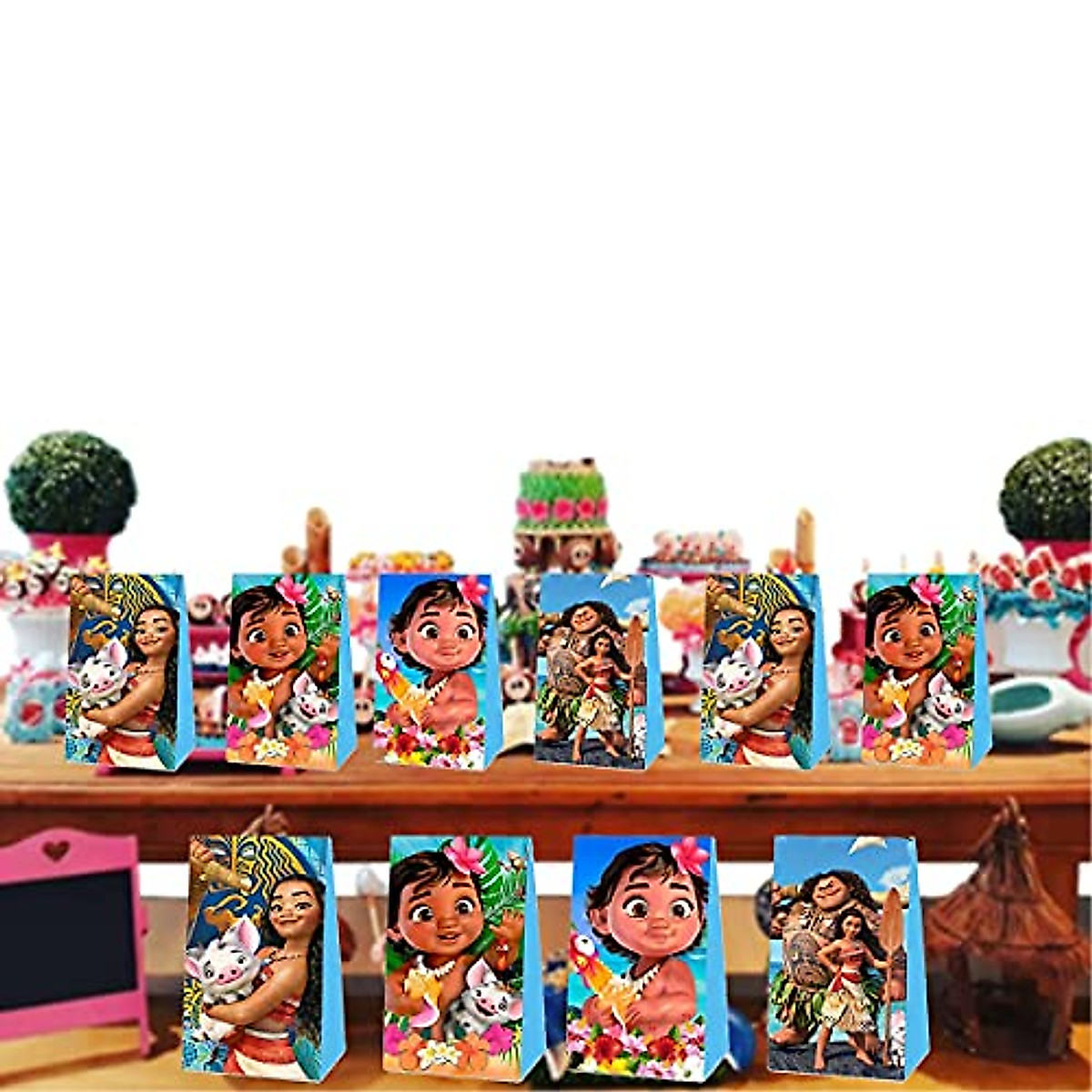 OU GUAN Moana Party Gift Bags Candy Bags Moana Party Supplies Moana Birthday Party Decoration (Pack of 12)
