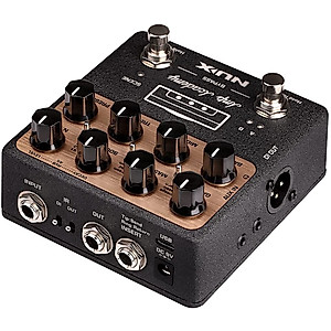 Briskdrop NUX NGS-6 Amp Academy Amp Modeler Guitar Pedal - Bundle with 2 Instrument, 2 Patch, 1/4'' TRS and XLR Cables, Brown,Red