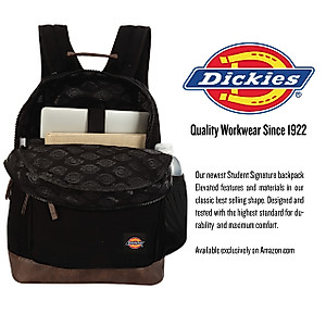 Dickies Signature Backpack for School Classic Logo Water Resistant Casual Daypack for Travel Fits 15.6 Inch Notebook (Black)
