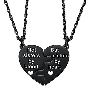 Ralukiia Best Friends Matching Heart Necklace Set for 2, Friendship Jewelry Gifts for Women Girls, BFF Necklaces Sets for Unbiological Sisters