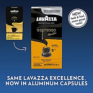 Lavazza Espresso Lungo Light Roast 100% Arabica Aluminum Capsules Compatible with Nespresso Original Machines (Pack of 60) ,Value Pack, Sweet and aromatic, floral fruity notes, Intensity 5 13