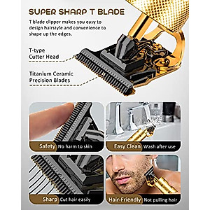 Qhou Hair Trimmer, Upgraded T Outline Clippers for Men, Cordless Electric Hair Trimmer Hair Cutting Kit with Hair Clippers Cordless Rechargeable Hair Cutter Shaving with LED Display