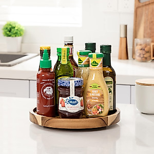 Oyydecor Acacia Wood Lazy Susan Organizer, 10 Inch Lazy Susan Turntable for Cabinet, Countertop, Pantry Organization and Storage, Kitchen Spice Rack (2 Pack)