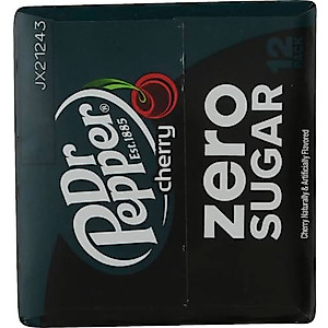 Dr Pepper Cherry Zero Sugar Soda, 12 fl oz cans (Pack of 12)
