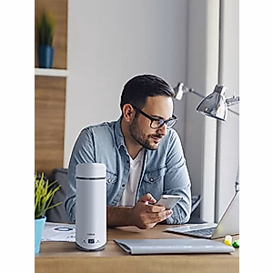 Portable Electric Kettle, Inbuilt ＆ Hidden Cord Upgrade, Travel Electric Water Boiler w/ Current Display, 8 Preset TEMP, Small Capacity Instant Brewing for Tea, Coffee, Milk, On The Go (11.8 Oz)