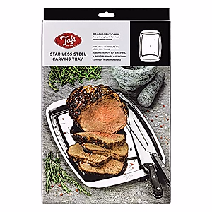 Tala Performance Stainless Steel Carving Tray, with 5 Spikes to Hold Meat Whilst Carving, 35.5cm x 25 cm