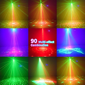 Enjoyedled DJ Disco Stage Party Lights - Northern Laser Light Effect RGB Led Sound Activated Strobe Lighting with Remote Control for Indoor Birthday Halloween Karaoke Club KTV