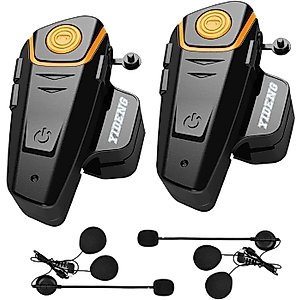 Bluetooth for Motorcycle Helmet Headset, BT-S2 Headphones Headset Speakers Built in Wireless Calling Walkie-Talkie Intercom Skiing Dirt Bike Helmet Waterproof Wireless Communication 2-3 Riders(2 Pack(