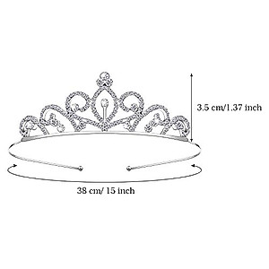 WILLBOND 3 Pieces Girls Crystal Tiara Heart Rhinestone Tiara Crown Princess Crystal Headband for Wedding Prom Birthday Party