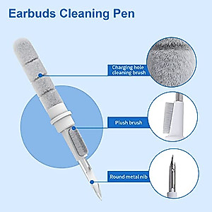 Ponywalk Cleaner Kit for Airpods, Decompression Design Aluminum 5 in 1 Cleaning Kit, for Airpods, for iPhone, for Camera, for Lego, for VR (Sliver)