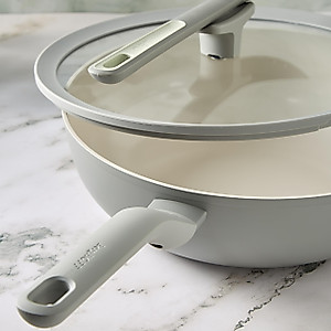 Berghoff Balance Non-stick Ceramic Wok Pan 11", 4.4qt. with Multifunctional Glass Lid, Recycled Aluminum, CeraGreen Non-toxic Coating, Stay-cool Handle, Induction Pan, Moonmist