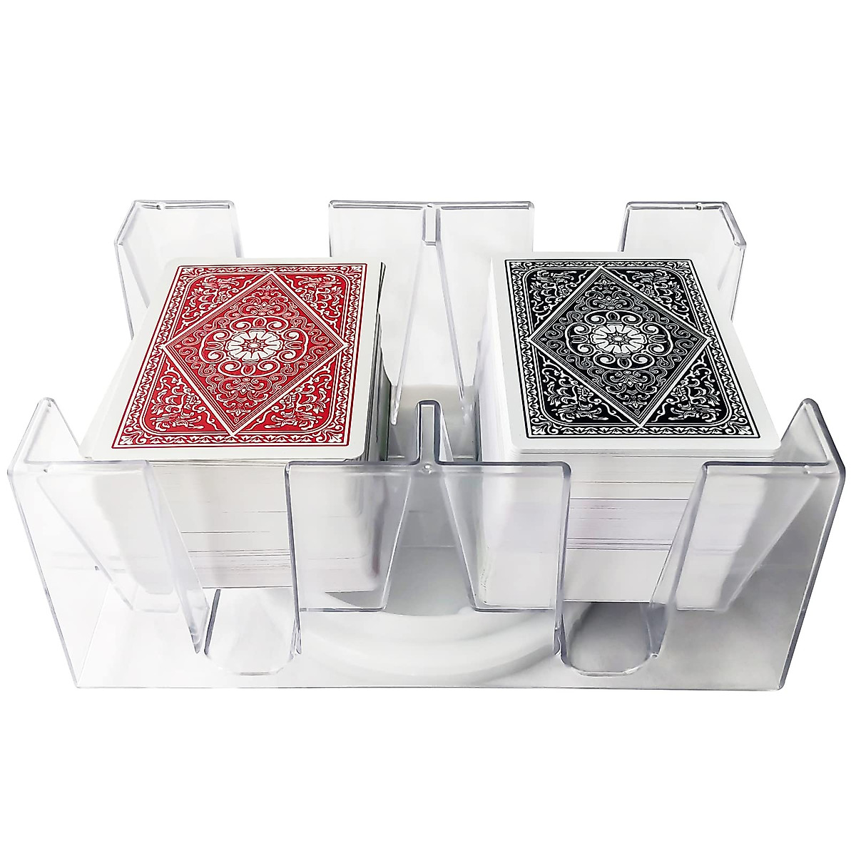 Yuanhe Canasta Playing Card Holder - 6 Deck Revolving Card Tray for Kids & Adults,Rotating Cards Holder for Poker, Canasta, Hand & Foot, Rummy,Go Fish,UNO Games