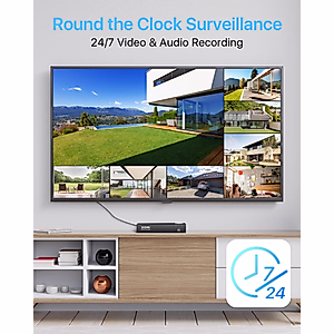 ZOSI 8CH 4K Spotlight Home PoE Security Camera System,8 Ports 16CH 8MP NVR with 2TB HDD,4 x 5MP Outdoor PoE IP Cameras,Person Vehicle Detection,2-Way Audio,Night Vision,Sound Alarm,for 24-7 Recording