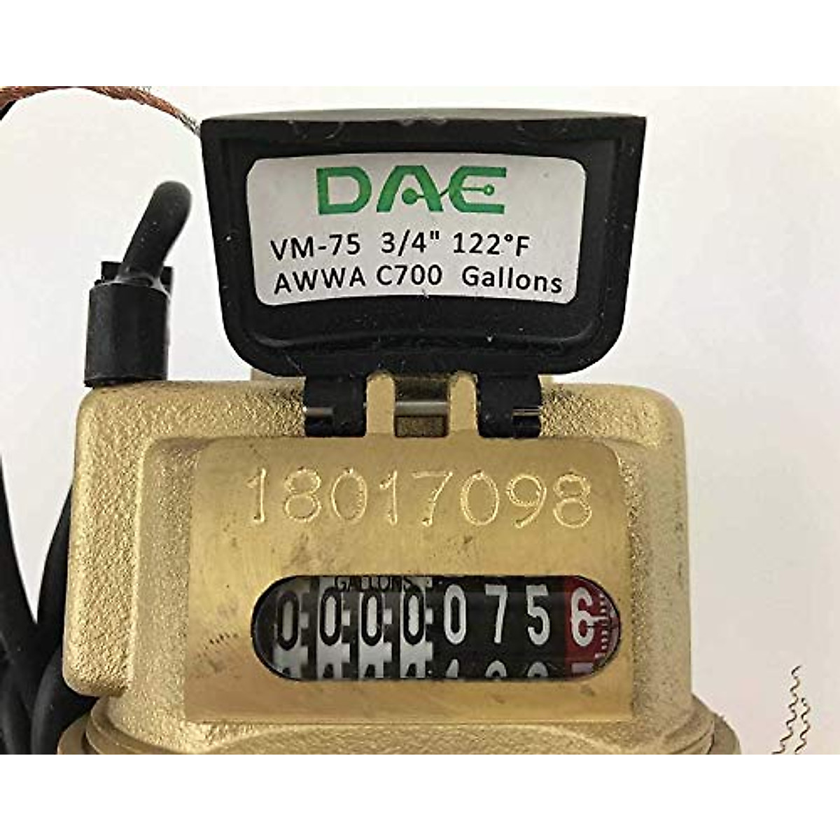 DAE VM-75P Positive Displacement Water Meter, 3/4” NPT Couplings, Pulse Output, Gallon