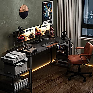 Coleshome 55 Inch Computer Desk, Modern Simple Style Desk for Home Office, Study Student Writing Desk, Black