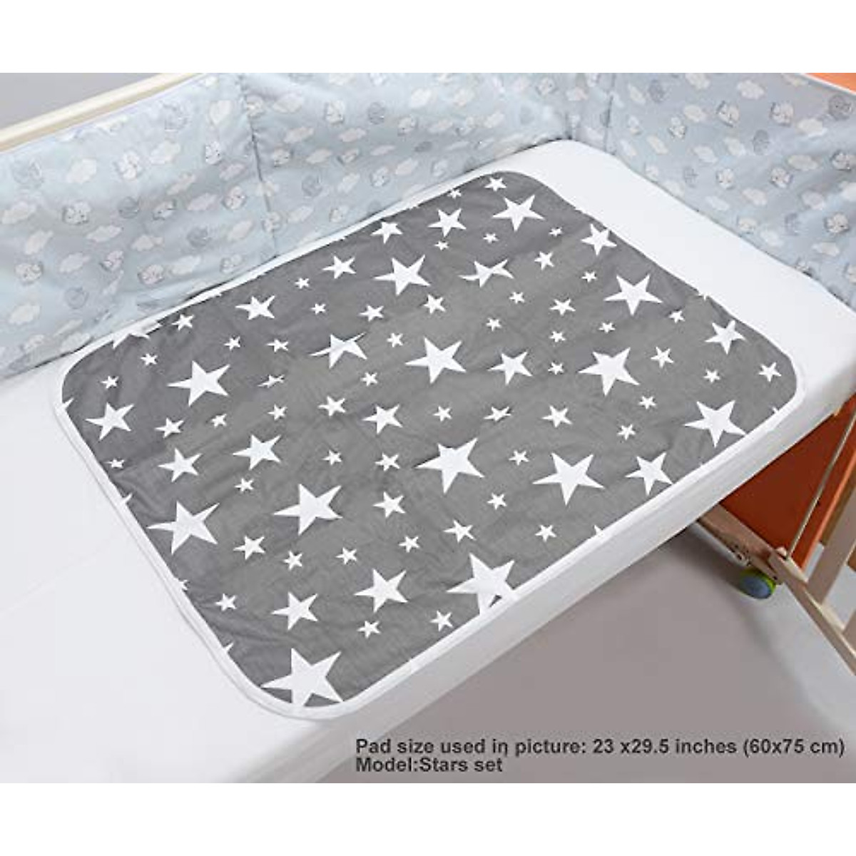 PEKITAS 2 Pack Waterproof Diaper Changing Pads Travel Friendly Super Soft Fabric Size 23 X 29.5 inches (Large,1-3 Year),Stars Series