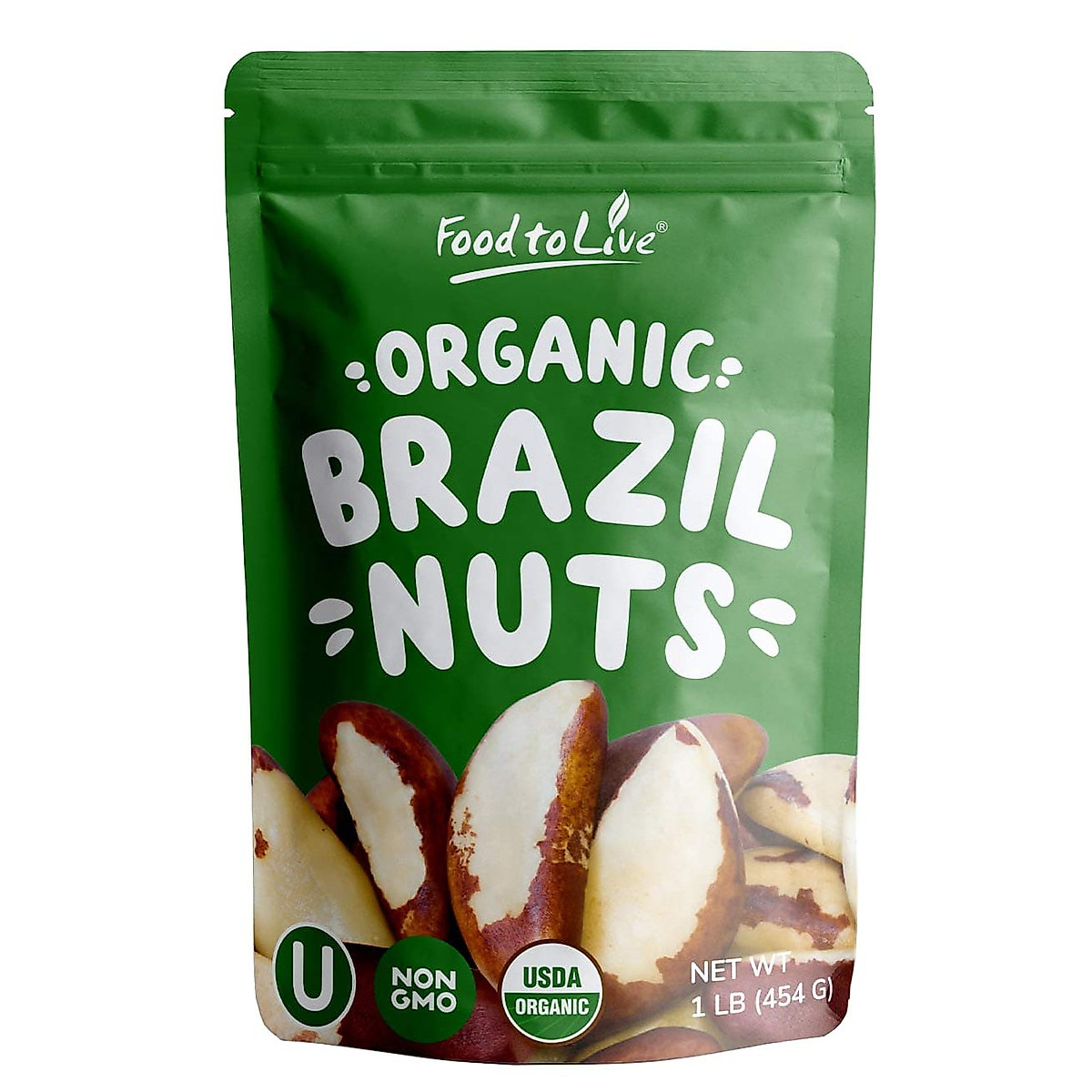 Food to Live - Organic Brazil Nuts, 1 Pound – Non-GMO, Raw, Whole, No Shell, Unsalted, Kosher, Vegan, Keto, Paleo Friendly, Bulk, Rich in Selenium