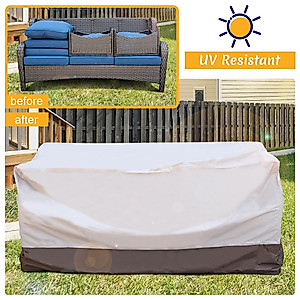 ovios Patio Furniture Covers Waterproof, Outdoor Furniture Cover for 3-Seater Sofa and Ottomans, Sectional Sofa Couch Chair Table Cover General Purpose Cover, 73.2" L*37" W*34" H, Beige-Brown