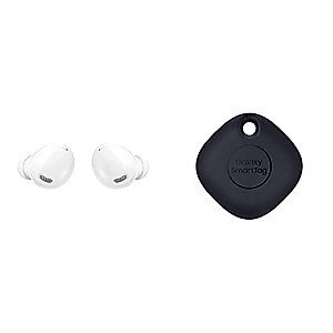 Samsung Galaxy Buds Pro, Bluetooth Earbuds, White (US Version) & Tag Bluetooth Tracker & Item Locator for Keys, Wallets, Luggage, Pets and More (1 Pack), Black (US Version)