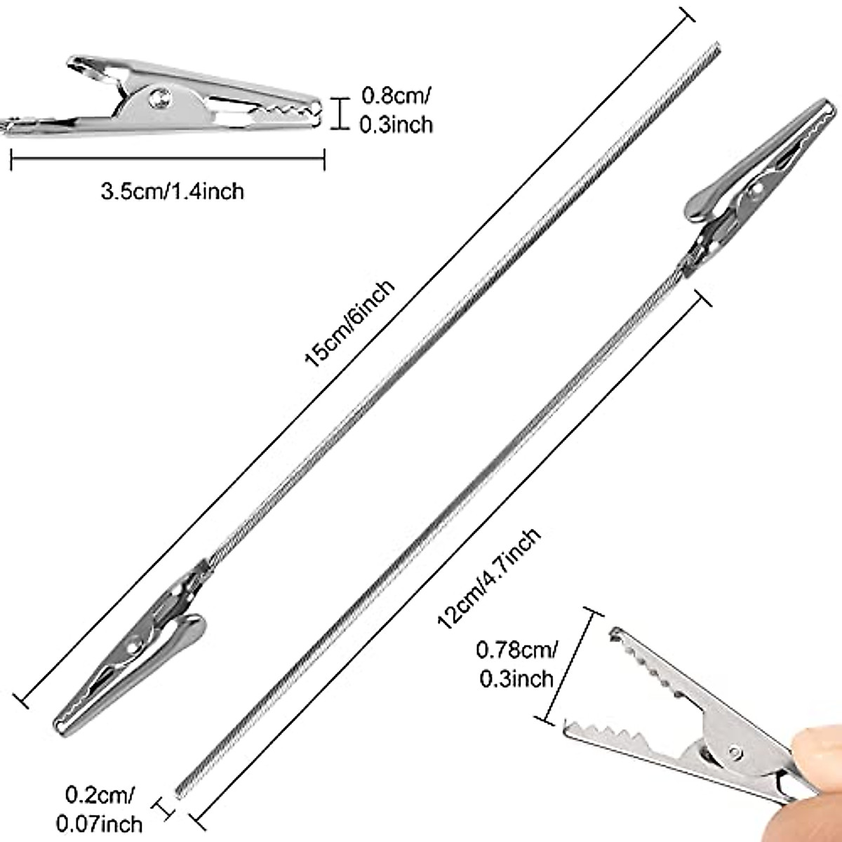 40 PCS Metal Wire Alligator Clips, Long-Tailed Alligator Clamp Photo Clip Holder, Alligator Clips for Crafts, DIY Card, Photo, Memo, Clip Holder (6inch/150mm)