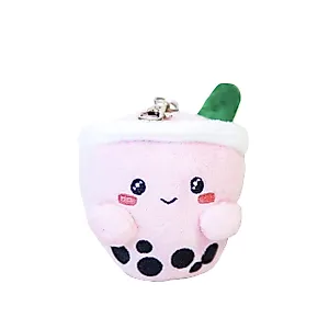ABC Boba Tea Plush Pink Berry Cute Stuffed Animal Toy for Wallet, Backpack or Purse 5"