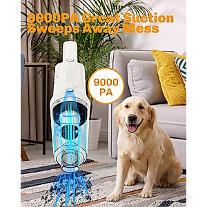 Handheld Vacuum Cordless,9000pa High Power Lightweight Hand Vacuum Dust Busters Rechargeable Portable Mini Car Vacuum Cleaner with LED Light for Pet Hair, Dustbuster Vacuuming Cordless Wet Dry Vacuums