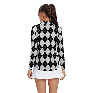 Womens Long Sleeve Golf Shirts Half Zip Tennis Shirts Moisture Wicking Golf Tops