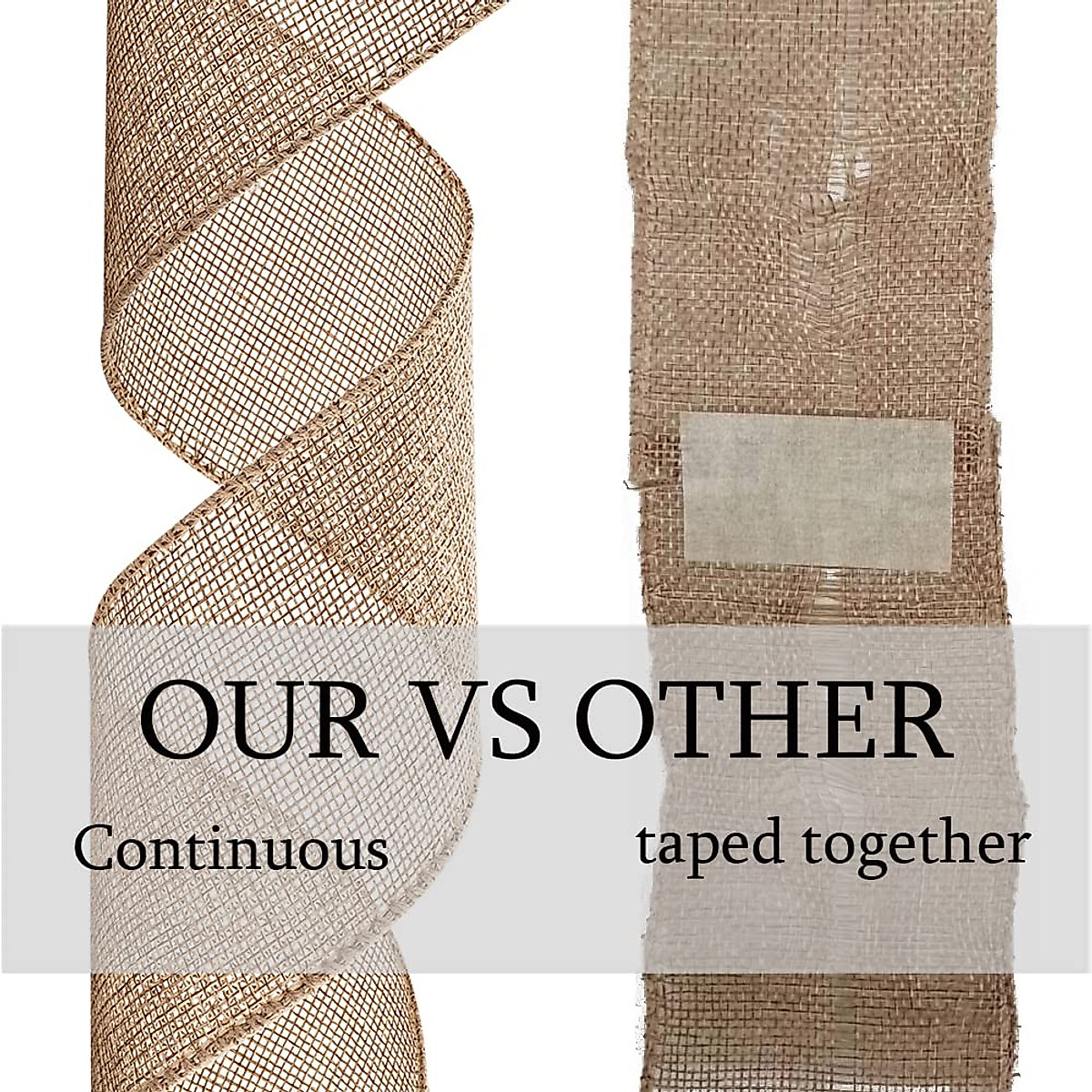 LIUYAXI Natural Burlap Wired Ribbon, 1-1/2" x Continuous 10 Yard, Solid Wired Edge Ribbon for Crafts,Gift Wrapping,Big Bow,Wreath,Tree Decoration,Outdoor Decoration