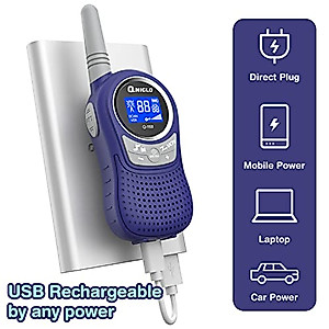 Walkie Talkies for Kids, QNIGLO 2KM Rechargeable Walkie Talkies for Kids 3-12 Years Old, Perfect Christmas Birthday Gifts Toys Kids Walkie Talkies 2 Pack for Outdoor Camping, Walking, Hiking