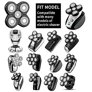 5 Blades Head Shaver Replacement Heads Electric Shaver Head Shaver Universal Replacement Blade Electric Razor Shaver Head for Freedom Grooming Shaver(5D Black)